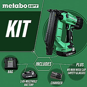 Metabo HPT 18V MultiVolt Cordless Brad Nailer | Includes 1-18V, 3.0 Ah Lithium Ion Battery | Accepts 18 GA 5/8-Inch to 2-Inch Brad Nails | Brushless Motor | NT1850DF