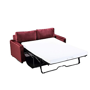 US Pride Furniture Knightsville Velvet 70 ' Square Arms Sofa Bed Sofabed, Burgundy
