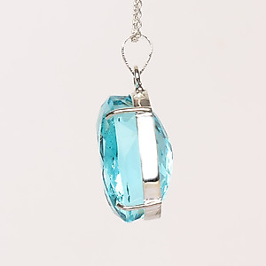 GEMHUB 44.00 Carat Stunning Swiss Blue Topaz Oval Cut Gemstone Pendant Without Chain, Handmade 925 Sterling Silver