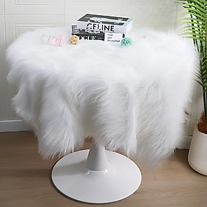 2PCS White Long Pile Fuax Fur Faux Plush Muffler Scarf Dolls Jewelleries Displaying Backdrop Product Photo Backdrop, Great for Nail Art,Cushion Fluffy Area Rug (16×16IN)