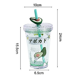 15oz Kawaiis Water Bottles with Straw Reusable Cups No Leak Water Bottle Cute Water Bottles Insulated Travel Tumbler Cup Women Girls Cute Water Bottle Gifts Home School Pink