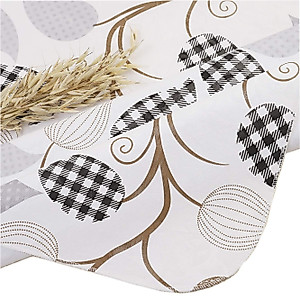 Heavy Duty Vinyl Tablecloth with Flannel Backing Waterproof Oil-Proof PVC Table Cloth Stain-Resistant Wipeable Rectangle or Square Table Cover for Indoor and Outdoor 60X84 Inch