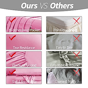 Ersmak Full Size Sheets Set (4 Piece), Super Soft Brushed Microfiber Bed Sheets with 16 Inch Deep Pocket, Egyptian Quality Luxury Bedding Set - Pink