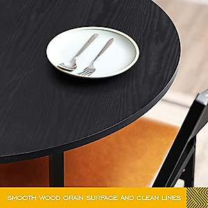 HOMOOI 3 Piece Dining Room Table Set for 2, Round Kitchen Table Dinette Sets with 2 Cushioned Chairs for Apartment, Small Space, Espresso and Brown