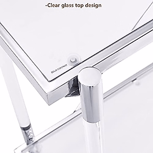 Sybrioka Glass Console Tables for Entryway, Acrylic Chrome Silver Sofa Side Table Metal Leg, Long Narrow Entryway Table for Small Space Hallway Living Room (Silver, Entryway Table)