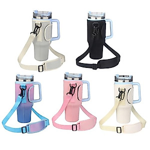 Tzou 40OZ Bottle Pouch Holder with Adjustable Shoulder StrapNeoprene Water Bottle Holder for Hiking Travelling Camping Polyester Light Gray