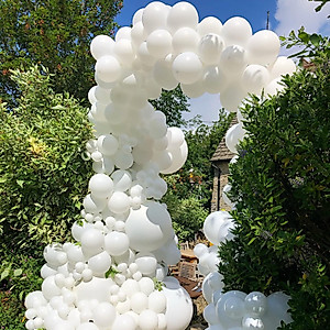 NISOCY White Balloons Arch Kit, 102PCS 18In 12In 10In 5In Arch Garland for Wedding, Bride Engagement, Festival Picnic, Birthday, White Theme Anniversary Christmas Decoration With 33FT Ribbon