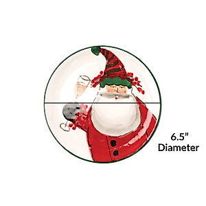 Vietri Old St. Nick Cookie Plate, 8.25" L Christmas Dinnerware for Serving Snack, Dessert & Appetizer, Multi-Color