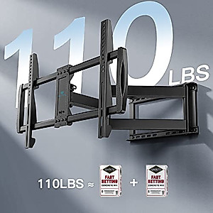 Full Motion TV Wall Mount for 37-75 inch OLED Flat/Curved TVs with VESA 600x400mm, Articulating Corner TV Bracket Swivel & Tilt, 27.36 inch Extension, Holds TVs up to 110lbs, 16" Wood Stud, PSXLF03