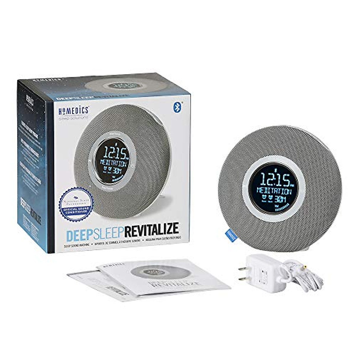 HoMedics® Deep Sleep Revitalize Sleep Sound Alarm Clock 9 Programs, 4 White Noises, 10 Sounds Incl. Nature/Meditation, Volume Control, Auto-Off Timer