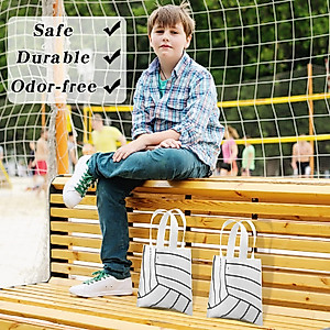 MIMIND 24 Pieces Volleyball Non-Woven Party Favor Bags with Handles 7.8 x 7.8 Inch Volleyball Party Favor Bags Goodie Treat Candy Bags for Sports Theme Party Baby Shower Birthday
