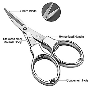 Travel Folding Scissors-3 Pack,Multipurpose, Comfort Grip, Stainless Steel Telescopic Cutter,Home Office Folding Safety Portable Scissors