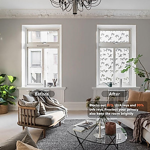 LEMON CLOUD Bamboo Window Film Frosted Glass Privacy Window Stickers Decorative Window Covering Static Cling No Glue Removable Window Decals for Home(23.6 x 78.7 Inch)