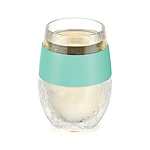 Host Wine Freeze Cup Set of 2 - Plastic Double Wall Insulated Wine Cooling Freezable Drink Vacuum Cup with Freezing Gel, Wine Glasses for Red and White Wine, 8.5 oz Mint - Gift Essentials