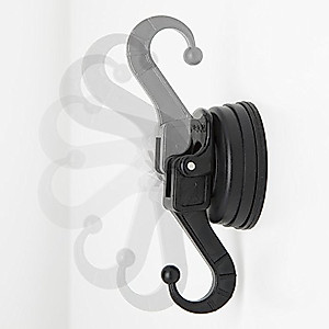 FECA FE-H1011-2PK | 2-Pack | Large Adjustable Swivel Suction Cup Hook Holds Up to 13 lbs, Black