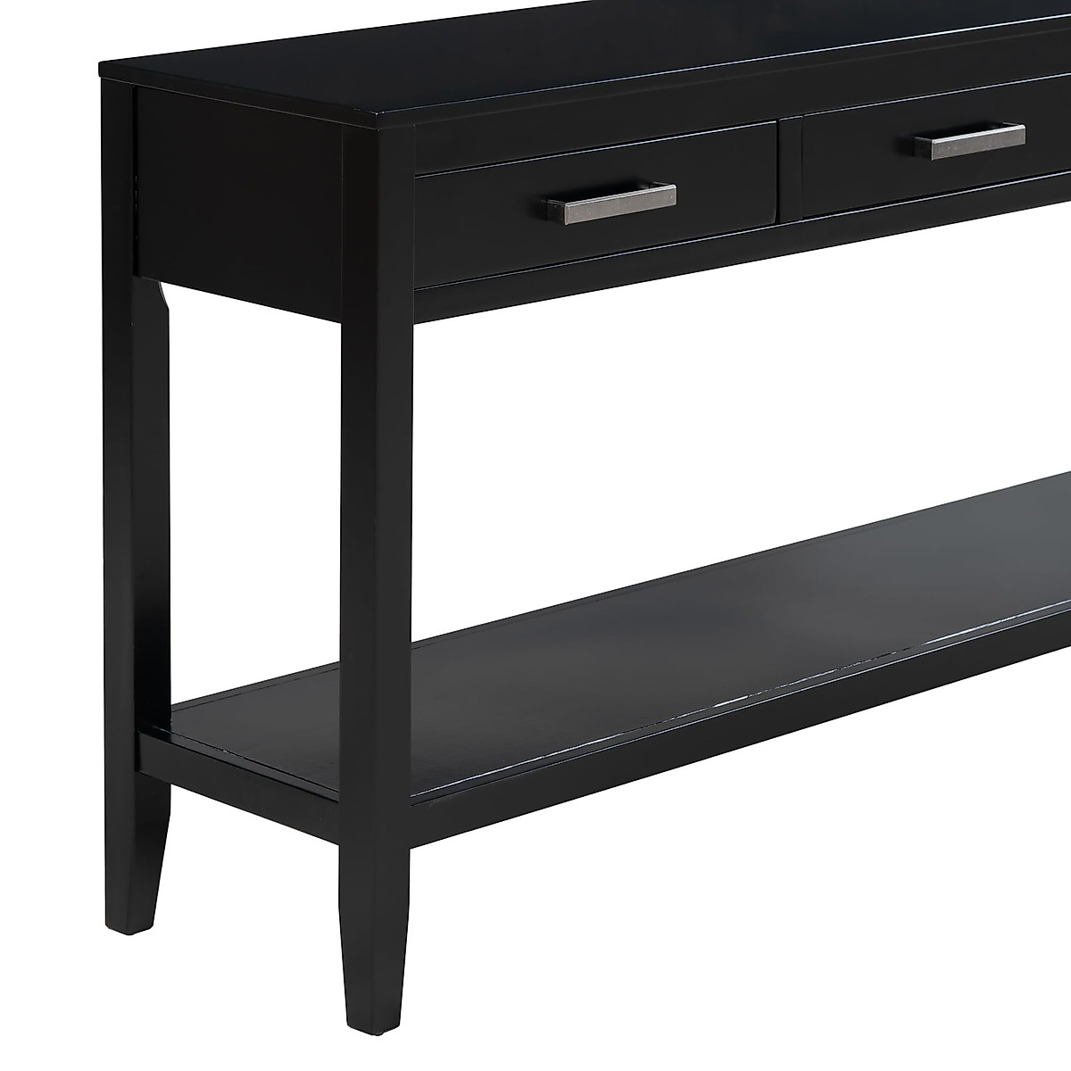 Quarte Modern 3-Drawer Console Table with 1 Shelf,Solid Wood Entryway Sofa Side Table for Hallway, Living Room, Foyer, Corridor, Easy to Assemble (Black#3-Drawer)