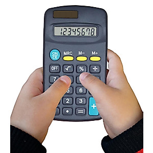 Basic Calculator Dual Power 8 Digit Desktop Calculator (Black,Set of 5)