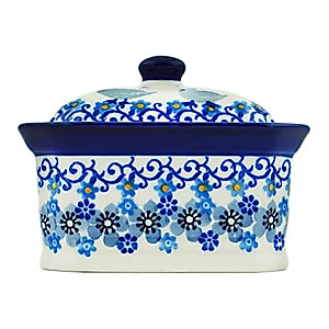 Polish Pottery Mini Cake Box 4", Salt Box, made by Ceramika Artystyczna (Friendly Fowl Theme) + Certificate of Authenticity