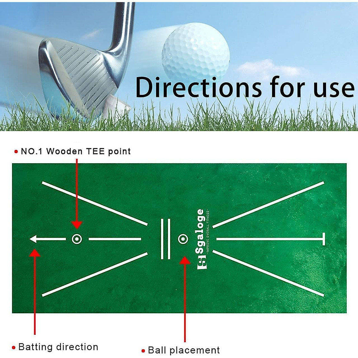 Golf Training Mat for Swing Detection, Premium Golf Hitting Mats, Mini Portable Crystal Velvet Practice Training Aid Rug for Home Indoor Office Outdoor Backyard (12" X 24"), by Sgaloge