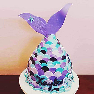 Palksky Mermaid Cake Fondant Cutter/Scale Cookie Cutter Geometric Multicutter Biscuit Cutters Cake Embossing Mold for Mermaid Birthday Party Novel Creative Cupcake Decorating Supplies(Set of 3)