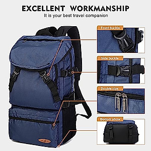 VGCUB Large Travel Camping Hiking Backpack,Lightweight Waterproof Outdoor Sports Rucksack Gym Carry on Backpack Daypack for Women Men Traveling, Jewel blue