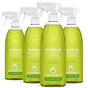 Method All-Purpose Cleaner Spray, Plant-Based and Biodegradable Formula Perfect for Most Counters, Tiles, Stone, and More, Lime + Sea Salt, 28 oz Spray Bottles, 4 Pack, Packaging May Vary