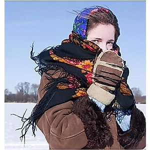 Gudessly Women's Traditional Scarf Wrap Tassel Shawl Fringes Neck Head Shawl Retro Scarf Floral Poncho Printing Shawl