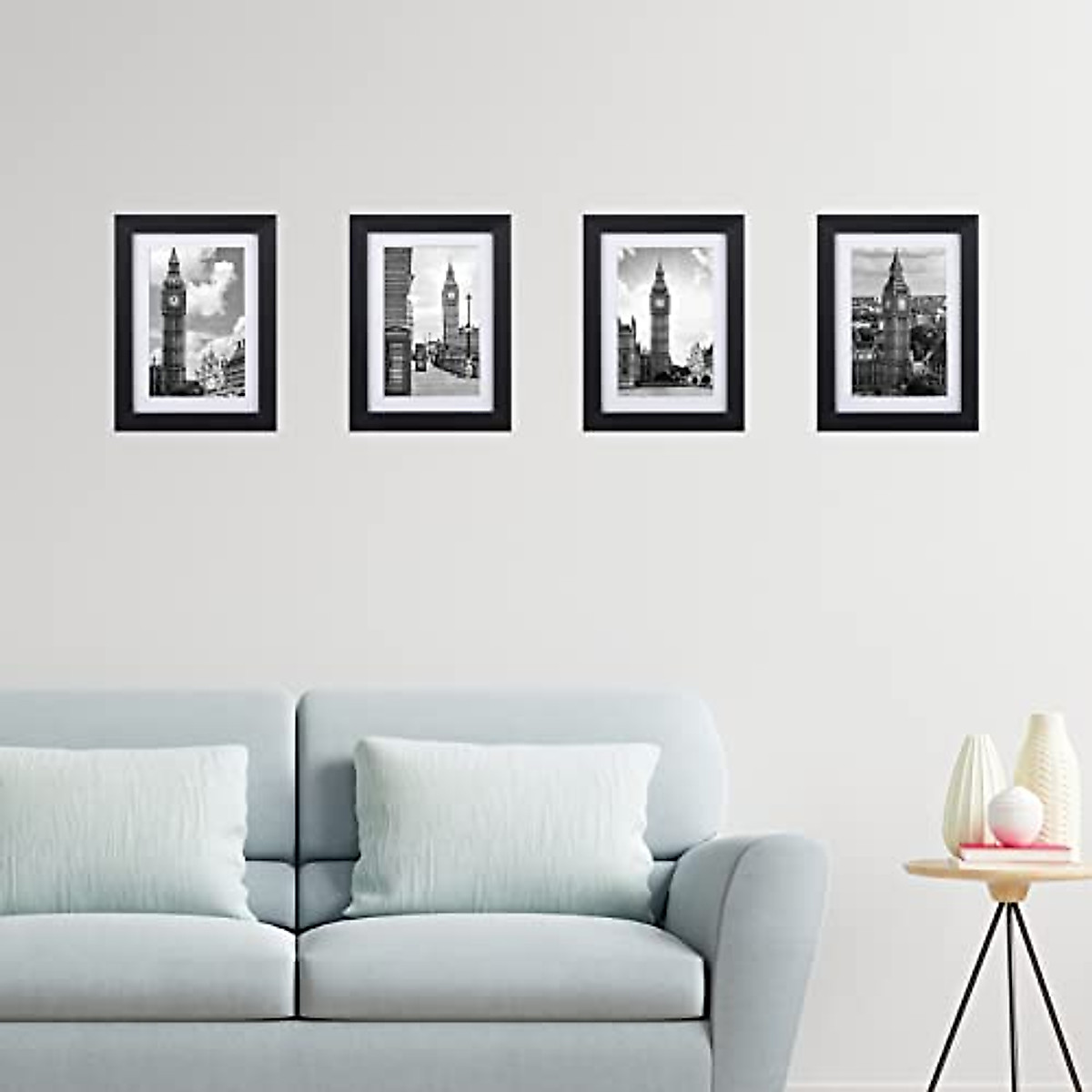 Lavezee 16 Inch Rustic Floating Shelves for Wall Set of 3 and 4x6 Black Picture Frames Set of 6