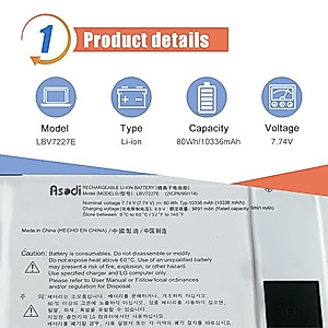 ASODI LBV7227E 80Wh Laptop Battery Compatible with LG Gram 15Z90N 17Z90N 17Z90P 16T90P 16ZD90P 16Z90P Series 7.74V 10336mAh