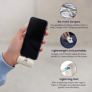 Bangcheer Portable Charger 5000mAh Upgrade Power Bank Fast Charging and PD 10W Input Small Docking Battery with LED Display & LED Fill Light Compatible with iPhone/Airpods (Apricot)