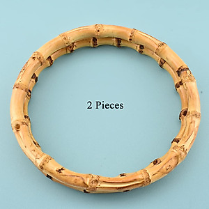 Hahiyo Bamboo Purse Handle Round Wooden Rings Holders Inner Diameter 5.5inch Sturdy Roomy to Place Fingers No Rough Spots Wood Thorns No Strong Smell for DIY Beach Summer Bag Crocheted Handbag 2PCS