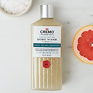 Cremo Exfoliating Pacific Sea Salt & Grapefruit Body Wash, A Refreshing Scent with Notes of Fresh Mint, Citron, Cedar and Moss, 16 Fl Oz (2-Pack)