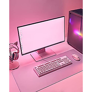KECOP Baby Pink USB Wire Keyboard with Rainbow LED Backlight Full 104 keys Water-Resistant Mechanical Feeling Game Keyboard for Desktop, Computer, PC (Baby Pink)