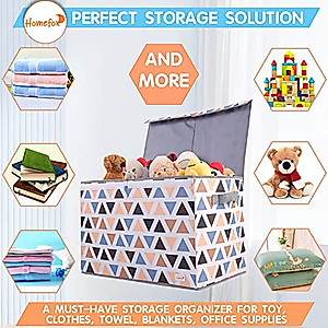 HOMEFOX X-Large Toy Chest - Toy Box - Toy Storage Organizer Bin Basket - 25''x17''x15'' w Flip Top Lid Kid Large ToyBox for Boy Girl Collapsible Portable Stackable Lightweight Foldable Sturdy Storage
