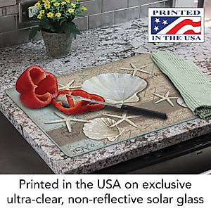 CounterArt Linen Shells 3mm Heat Tolerant Tempered Glass Cutting Board 15” x 12” Manufactured in the USA Dishwasher Safe