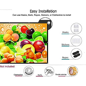 Hzgang 120inch Projector Screen Indoor Outdoor Portable Movie Screens 16:9 HD Projection 4K Home Theater Gaming Office Presentation Education Outdoor Indoor Public Display Screen