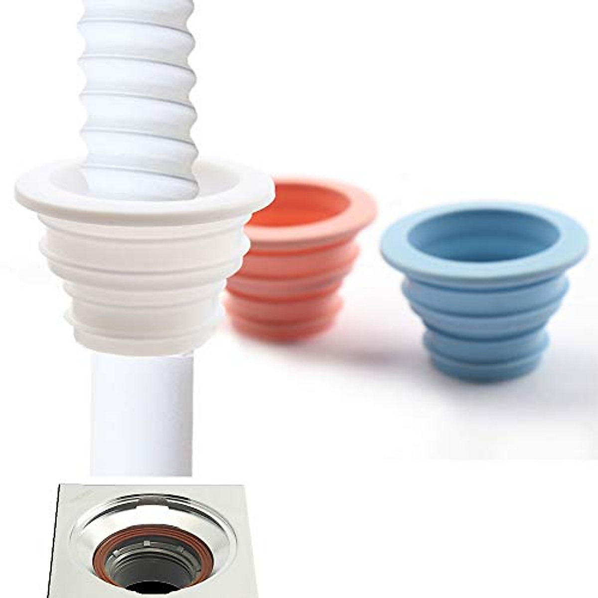 3Pcs Drain Pipe Sewer Seal Rings Deodorant Silicone Ring Washing Machine Sealing Plug for Bathroom Kitchen Cleaning Tools