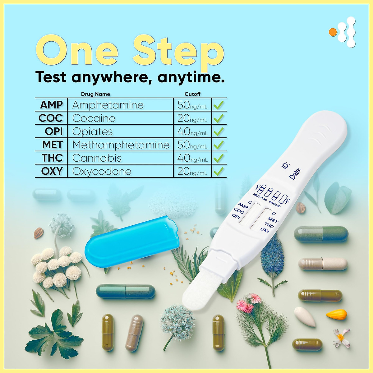 Prime Screen 6 Panel Multi-Drug Oral Fluid Test, One Step Employment and Insurance Testing (AMP, COC, MET, OPI, OXY, THC) EXP 2024-08-24- [5 Pack]
