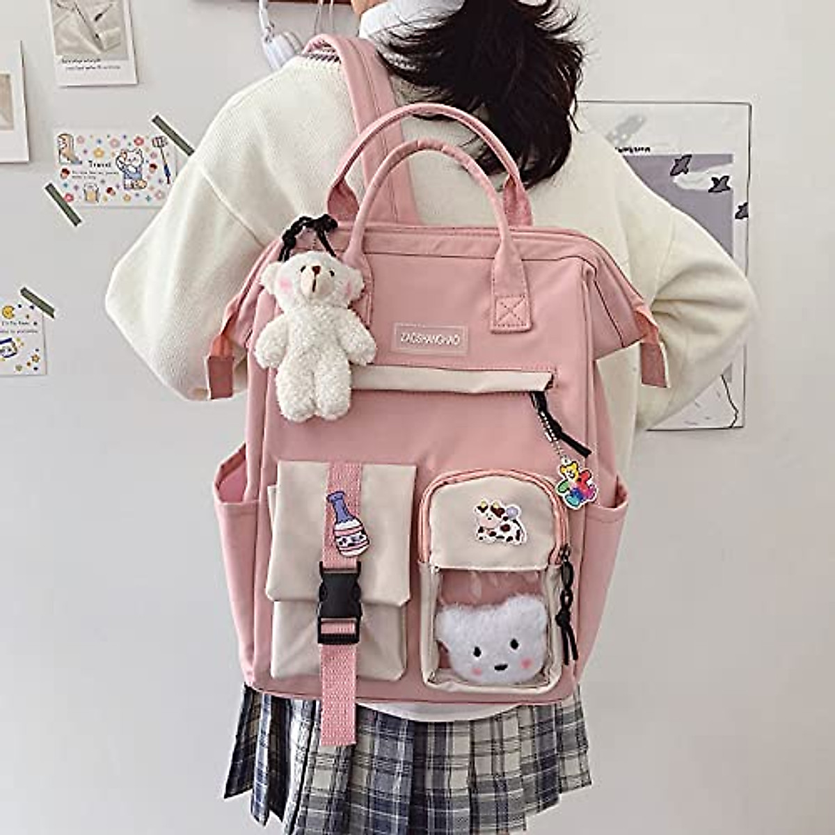 Cute Kids Backpack For Girls Aesthetic Kawaii Bookbags With Accessories And Pin Picnic Gift For Middle School Students…