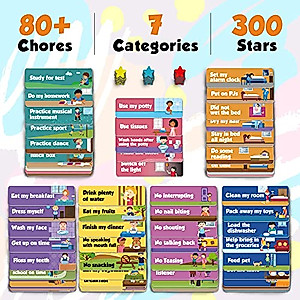Reward Chart for Kids – 80+ Chores, Magnetic Chore Chart for Multiple Kids – Up to 3 Toddlers for Home Learning – Daily Star Chart for Classroom, Potty Training, Childrens Routine or Behavior Training