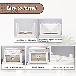 DAILOU Stackable Storage Bins with Lids Collapsible Storage Box Clear Plastic Foldable 8.4 Gal Containers for Clothes, Books, Cabinets with Doors for Dorm, Bedroom, Office, Closet 3 Packs