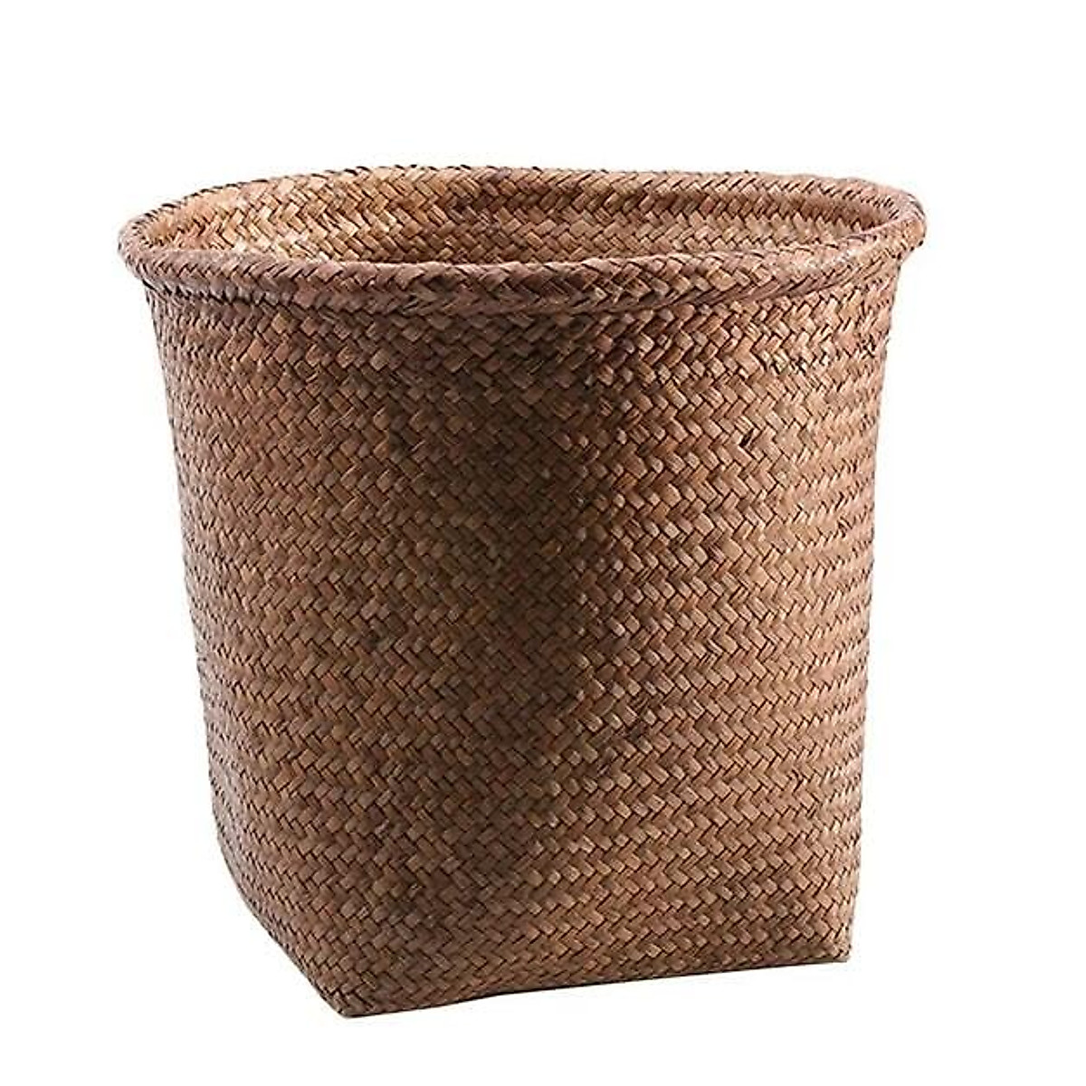 LuxeOne Bamboo Woven Trash Can, Bamboo Waste Basket Woven Storage Basket Bamboo Garbage Can Bamboo Clothes Basket for Bedroom, Bathroom, Kitchen, Office (Brown)