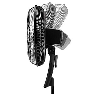 Lasko Oscillating Pedestal Fan, Thermostat, Adjustable Height, Remote Control, Timer, 4 Speeds, for Bedroom, Living Room, Office & Dorm, 16", Black, S16612