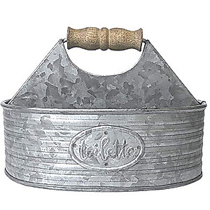 Autumn Alley Farmhouse Rustic Shower Caddy Basket for Bathroom - Toiletries Countertop Organizer, Decorative Bathroom Caddy, Galvanized Bathroom Accessories with Toilette Label, 8.25" x 6", Small