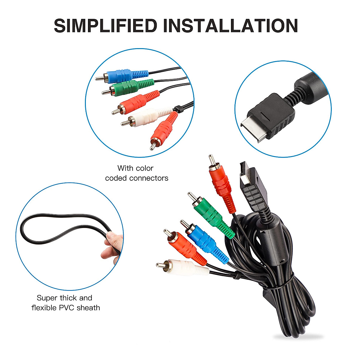 6Ft Component HD AV Cable for PS2/PS3/PS3 Slim, HDTV-EDTV (High Definition 480p) Compatible with PS2/PS3/PS3 Slim 5-Wire