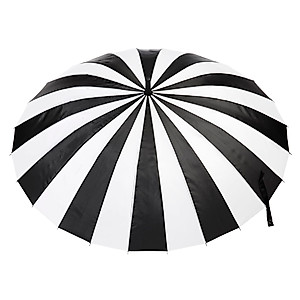 totes Large Eco Auto-Open 24 Rib Stick Umbrella with a Classic J Hook Curved Handle, Black & White