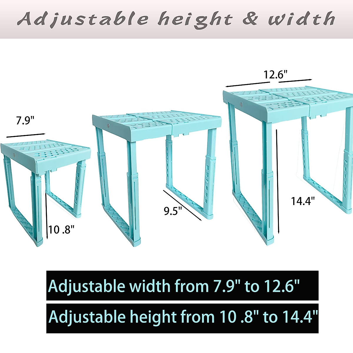 Adjustable Locker Shelf for School, Height and Width Adjustable Locker Organizer, Locker Stand Shelf for Work, Stackable Locker Tools for Gym Lockers, Office, Back to School Essentials, Mint Blue