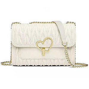 natyrlpog Shoulder Bag for Women Small Crossbody Purse Leather Fashion Handbags with Chain Strap, white