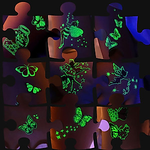 CHARLENT Luminous Butterfly Tattoos for Kids - 14 Sheets Glow in The Dark Butterfly Fairy Temporary Tattoos for Girls Birthday Party Favors Goodie Bag Fillers