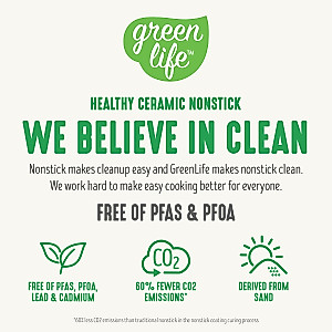 GreenLife Click 10-Piece Ceramic Nonstick Cookware Set, Detachable Handle, Stackable Space Saving Kitchen Essential, Non Toxic PFAS-Free Pots & Pans, Induction & Oven Safe, Glass Lid, Speckled Cream